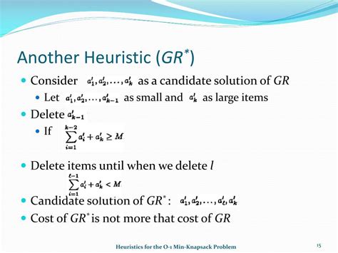 ppt heuristics for the o 1 min knapsack problem powerpoint presentation id 2712568
