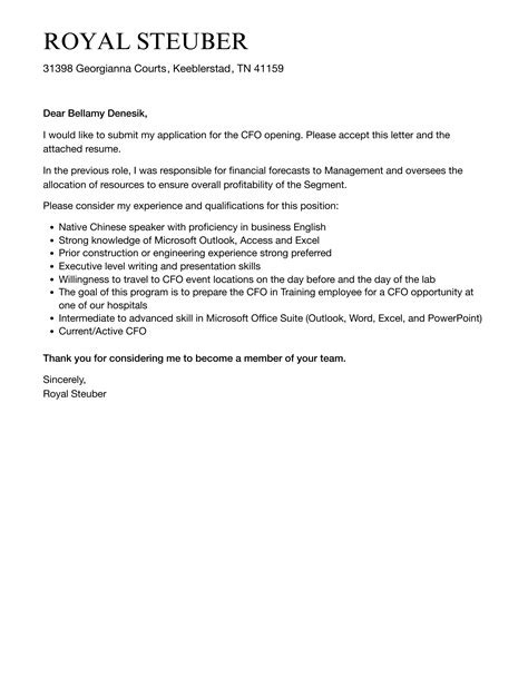 Cfo Offer Letter Template