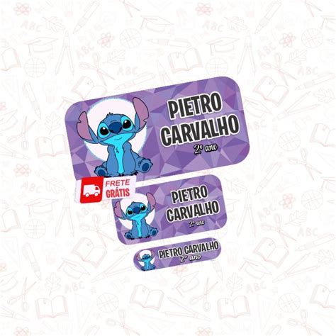 Etiquetas Escolares Lilo Stitch 110un Frete Grátis Elo7