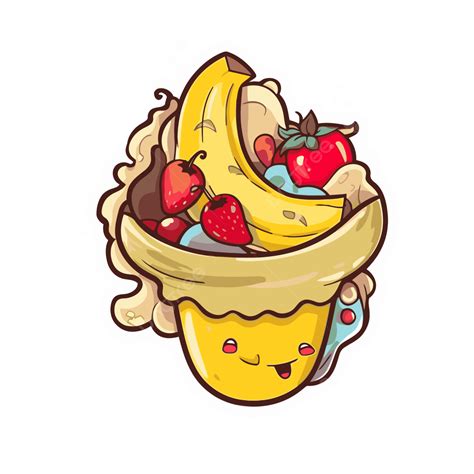Stiker Dengan Toko Es Krim Clipart Gambar Kartun Es Krim Sundae Vektor
