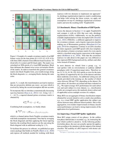 introducing block toeplitz covariance matrices to remaster linear discriminant analysis for