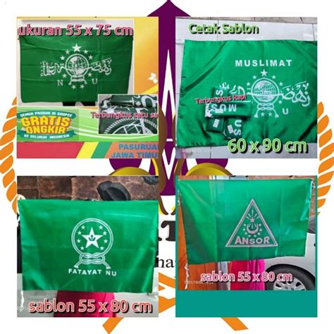 Bendera Sablon Logo NU Nahdlatul Ulama Muslimat Fatayat Ansor Sablon