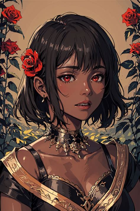 Ai Art Black Red Roses By Reddd Pixai Anime Ai Art Generator Hot Sex Picture