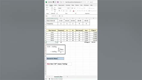 calculate geometric mean for grouped data excel youtube
