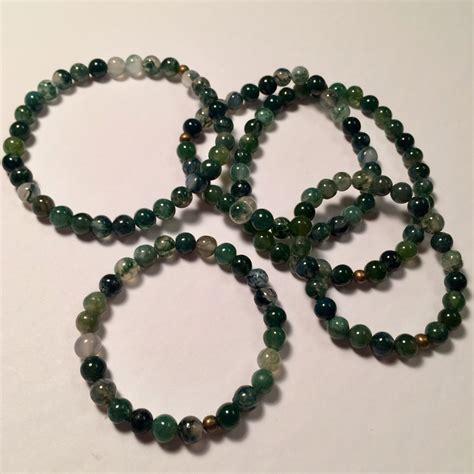 Moss Agate Bracelet Heart Centeredness Minera Emporium Crystal