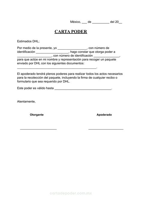 ᐅ Carta Poder para Recoger Documentos en DHL Ejemplos