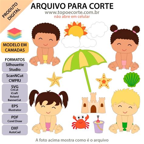 ARQUIVO Topo de bolo Bebê Na Praia Topo e corte