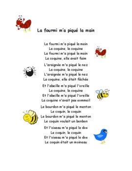 French song and activities Comptine et activités La fourmi ma