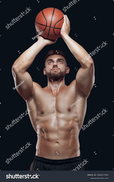 Portrait Very Muscular Naked Man Playing Stock Photo 2088277009