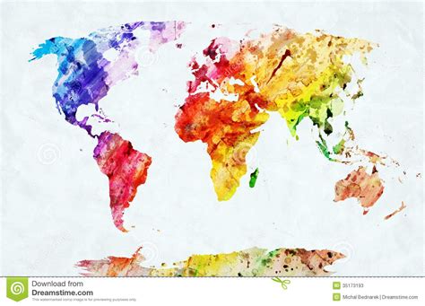 Mapa Del Mundo De La Acuarela Fotos De Archivo Imagen 35173193