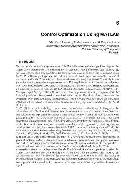 pdf intech control optimization using matlab dokumen tips