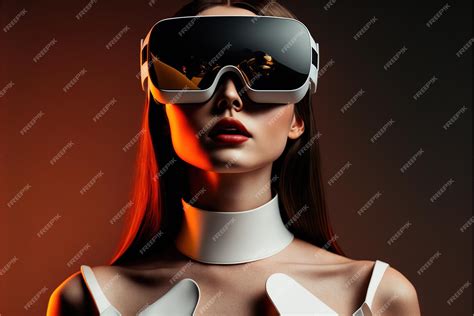 Vrメガネをかけたセクシーな女性 未来的なファッションスタイル ジェネレーティブai プレミアム写真