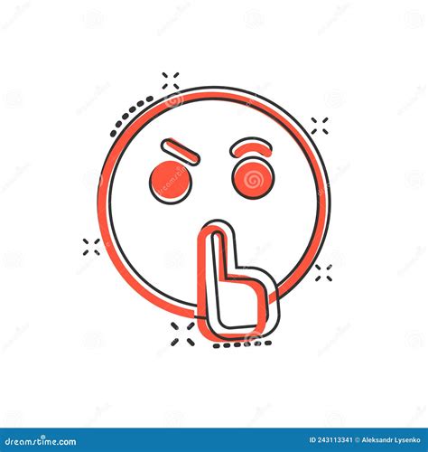 Quiet Icon In Comic Style Silence Cartoon Vector Illustration On