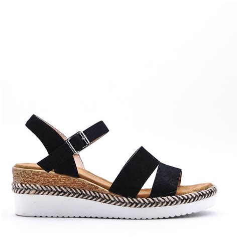 Sanda Y Na Niskiej Koturnie Czarne Espadryle
