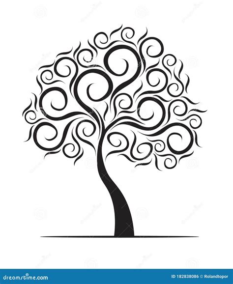 árbol De La Vida Forma De Silueta Con Hojas Ilustración De Esquema