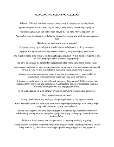 Maagang PAG Aasawa NG Kabataan MAAGANG PAG AASAWA NG KABATAAN