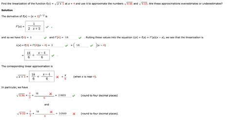 solved find the linearization of the function f x x 5 at