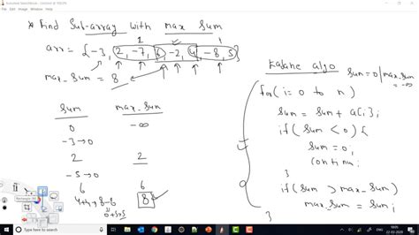largest sum contiguous subarray kadane s algorithm c ds algo youtube