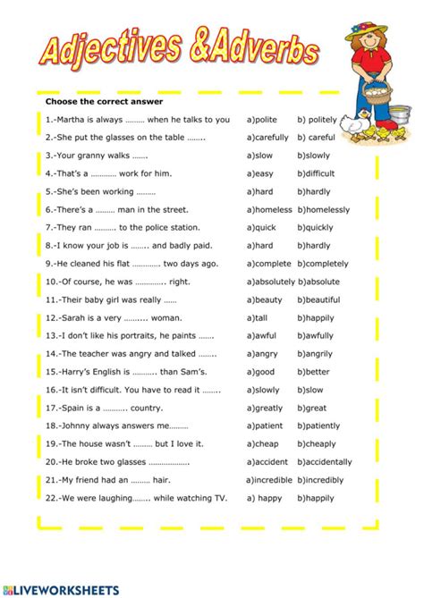 Adjectives And Adverbs Worksheet AdverbWorksheets Net