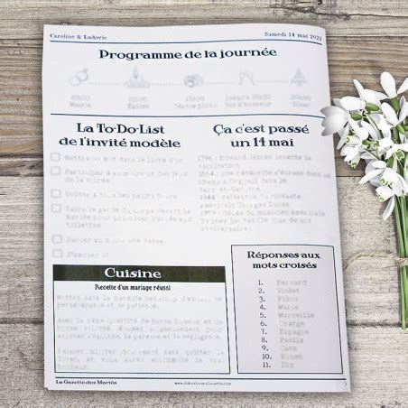 Gazette De Mariage Personnalis E