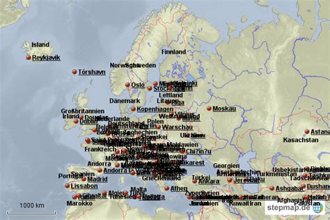 StepMap 131109 Europa Länder Hauptstädte Flüsse Landkarte für