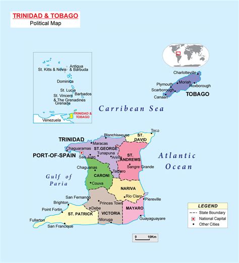 Large Political And Administrative Map Of Trinidad And Tobago With