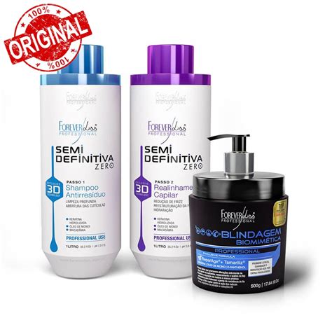 Kit Nova Escova Semi Definitiva Zero 2x1 900ml Blindagem Capilar