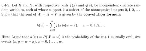 solved 5 4 9 let x and y with respective pmfs f x and