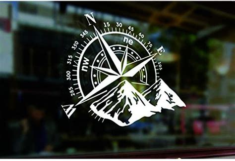 Fochutech Car Decals Compass With Mountains Hood Decal Car Window