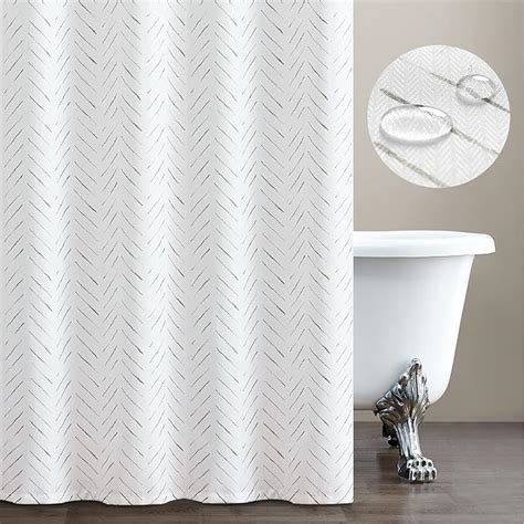Amazon Jinchan Extra Long Taupe Grey And White Shower Curtain