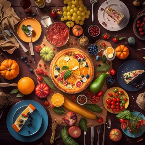 Una Mesa Llena De Comida Que Incluye Un Pastel Fruta Y Un Plato De