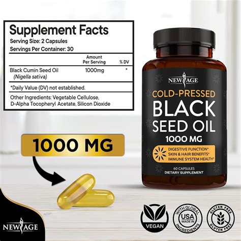 Black Seed Oil Softgel Capsules Premium Cold Pressed Nigella Sativa