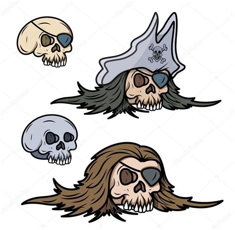 Pirate Captain Skull Vector Cartoon Illustration Stock Vector Image