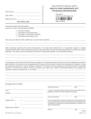 Rush Health Care Surrogate Act Form Fill And Sign Printable Template