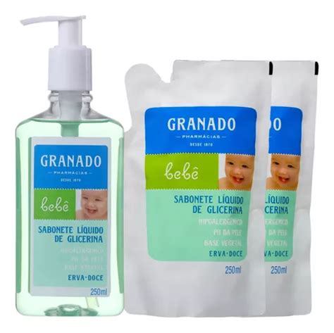 Kit Sabonete Liquido Granado Bebê Erva doce 250ml Refil MercadoLivre