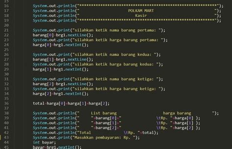 membuat program kasir sederhana menggunakan array dengan bahasa java