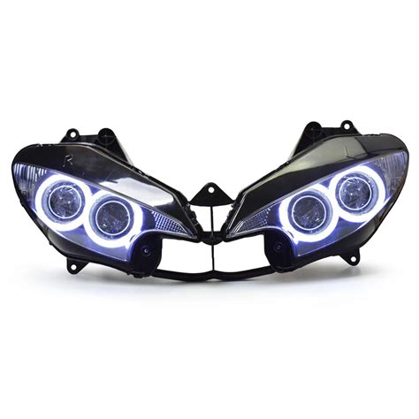 KT Full Headlight For Yamaha YZF R6 2003 2005 LED Angel Eye Motorcycle