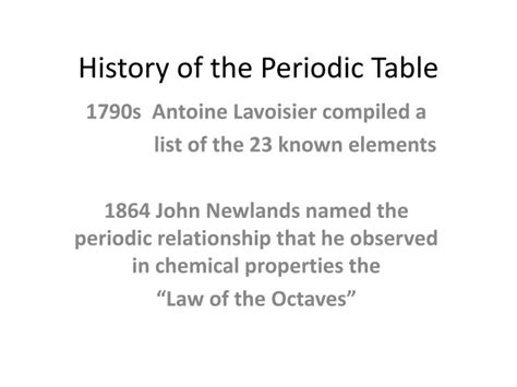 PPT History Of The Periodic Table PowerPoint Presentation Free