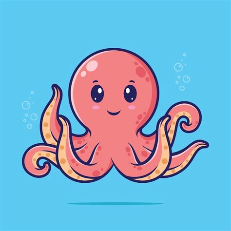 Vecteur De Dessin Anim Mignon Poulpe Vecteur Premium