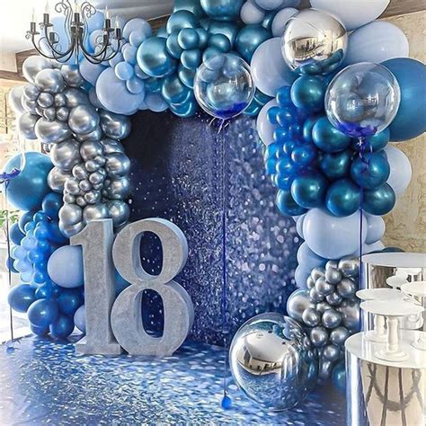 Metallic Blue Balloon Kit Pcs In In In Metallic Sliver Etsy