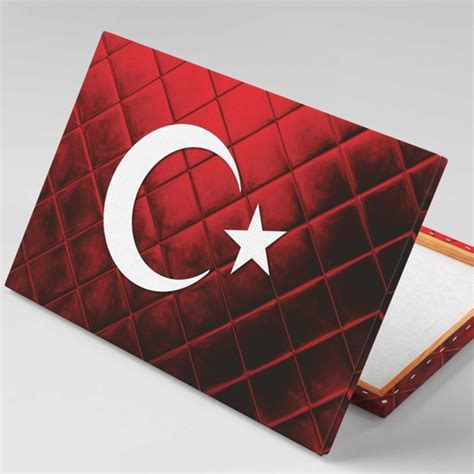 SML Tablo Kırmızı Metalik Türk Bayrağı Makam Odası Kanvas Fiyatı