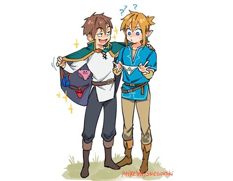 Link And Satou Kazuma The Legend Of Zelda And 2 More Drawn By