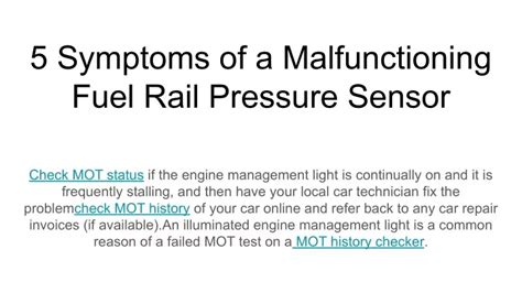 Ppt Symptoms Of A Malfunctioning Fuel Rail Pressure Sensor
