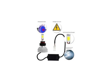 Kit Lâmpada Super LED 2D Headlight H16 6000K 12V 24V 6400LM Efeito