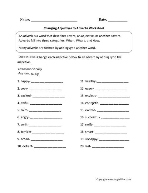 Printable Adverb Worksheets For 2nd Grade Your Home Teacher Fill In