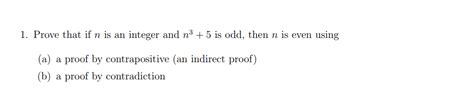 solved 1 prove that if n is an integer and n3 5 is odd