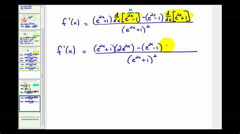 ex 5a derivatives involving the exponential function with base e and the quotient rule youtube