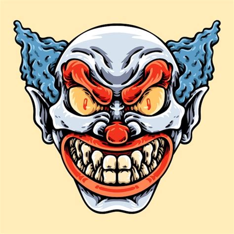 Ilustración de personaje de payaso sonriente aterrador Vector Premium