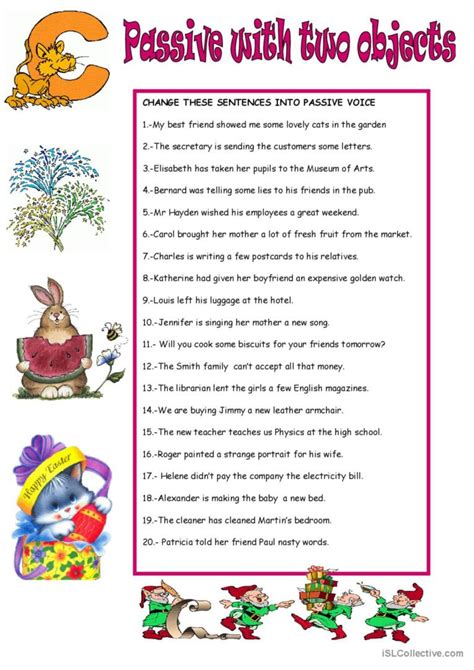 PASSIVE VOICE WITH TWO OBJECTS English ESL Worksheets Pdf Doc