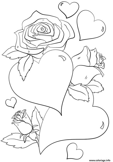 Coloriage Coeurs Et Roses St Valentin Dessin Coeur Imprimer